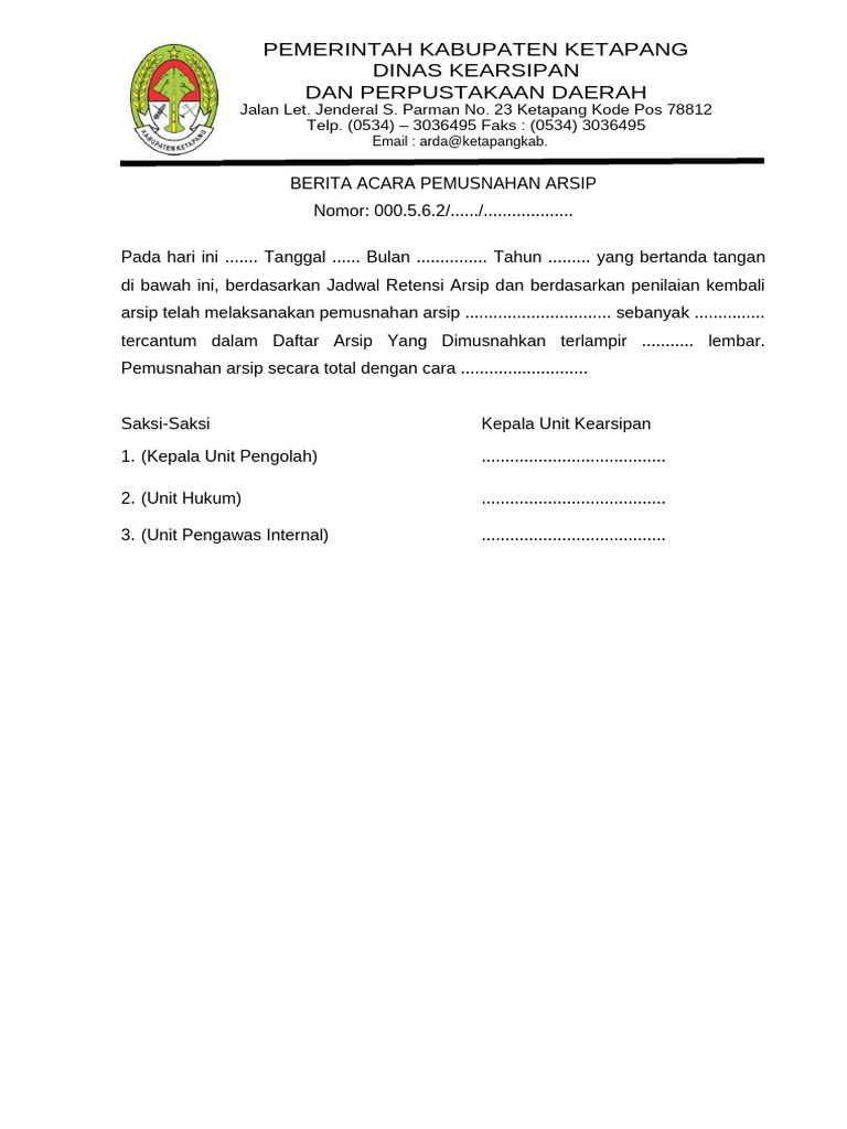 8. BA Pemusnahan Arsip | PDF