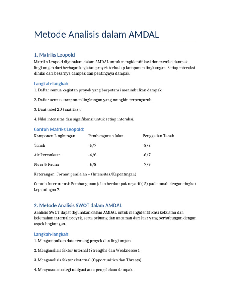 Metode Analisis AMDAL | PDF
