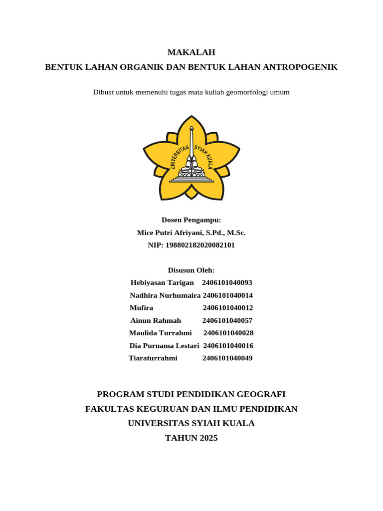 Makalah Bentuk Lahan Organik Dan Antropogenik (Kel.5) | PDF