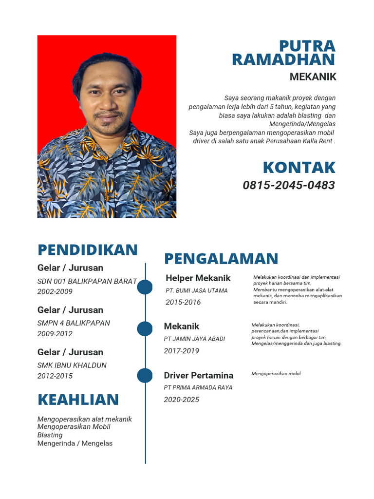 Biru & Putih Minimalis Daftar Riwayat Hidup 20250122 204424 0000 | PDF