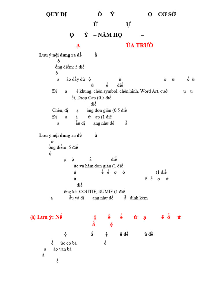 Quy Dinh Ra de Thi Tin DC o Ngoai Ngu HK1-2021-2022 | PDF