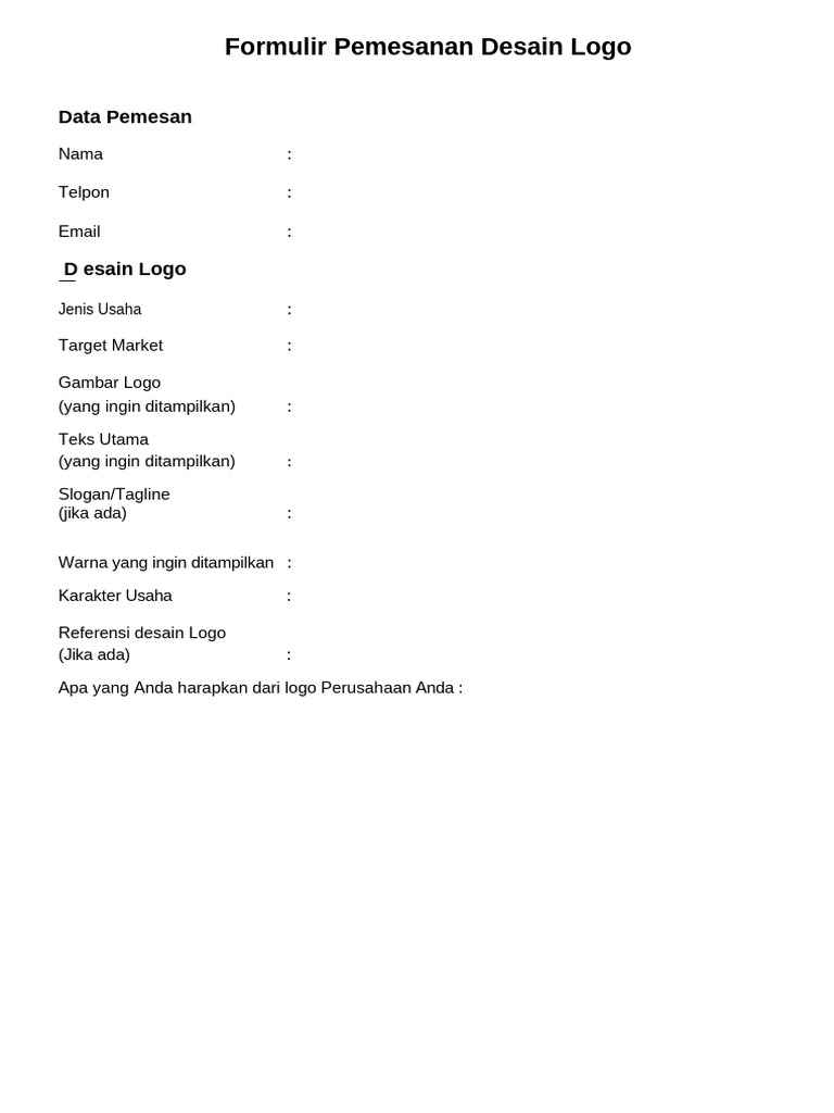 Form Pemesanan Logo | PDF