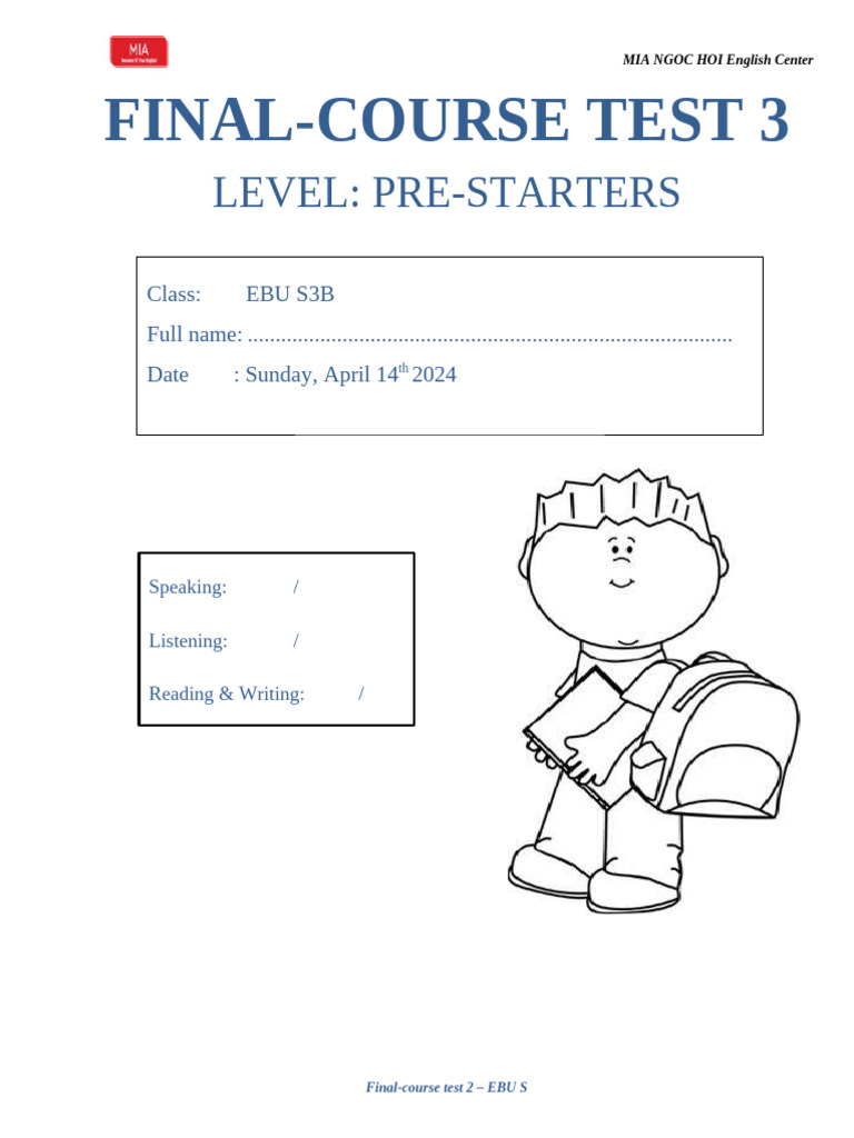 EBU S - FINAL TEST 3 (U6,7,8) | PDF | Language Acquisition | Reading ...