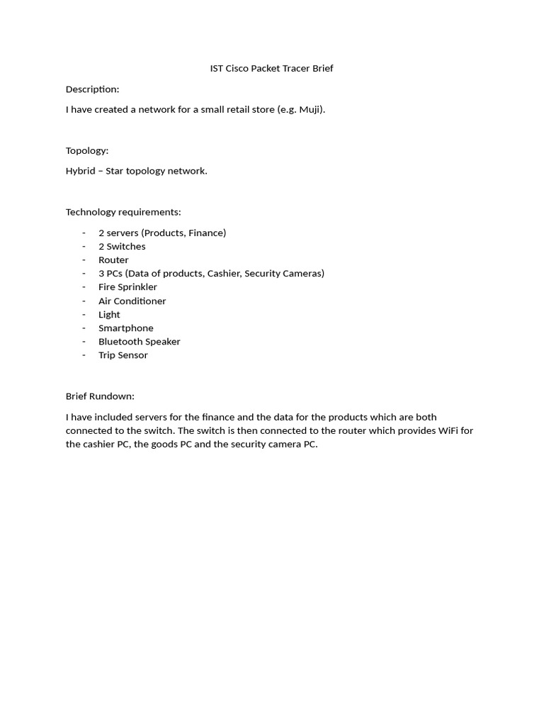 IST Cisco Packet Tracer Description | PDF