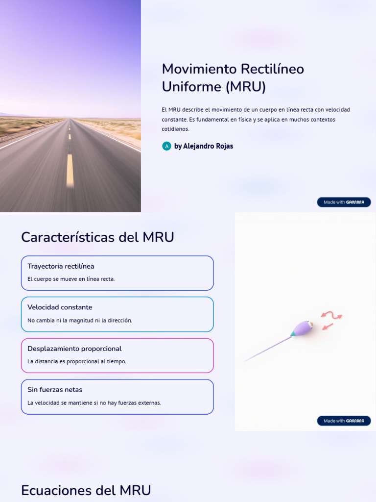 Movimiento Rectilineo Uniforme MRU | PDF