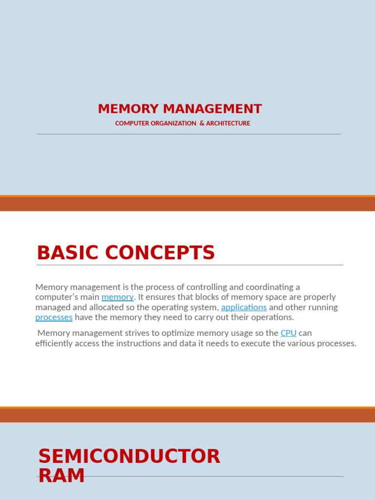 Memory Management in Computer Architecture | PDF | Random Access Memory ...