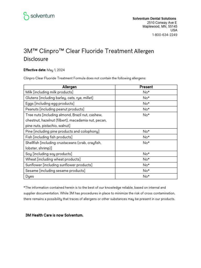 Clear allergen letter | PDF