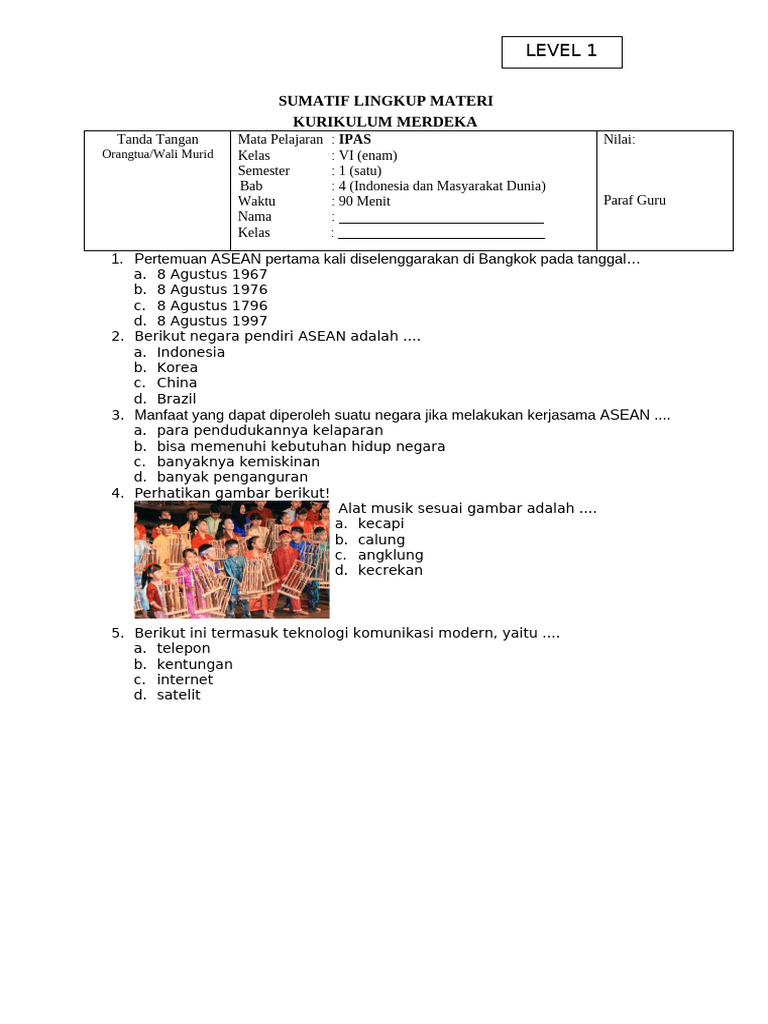 Sumatif Ipas Bab 4 Level 1 | PDF