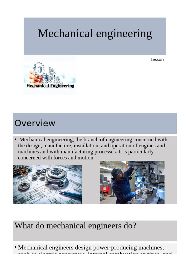 Overview Of Mechanical Engineering Pdf