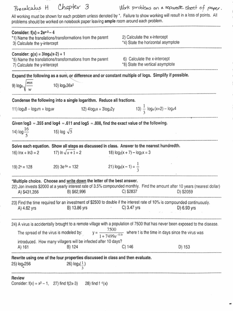 Ch 3 Review Extra Practice | PDF