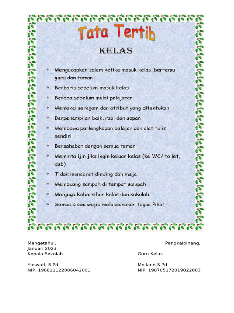Tata Tertib Kelas 3b | PDF