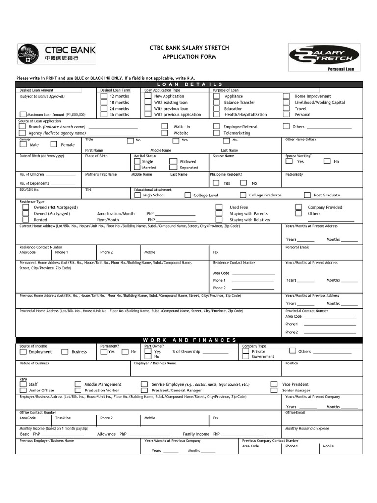 CTBC - AppForm-Salary - Stretch (1) | PDF