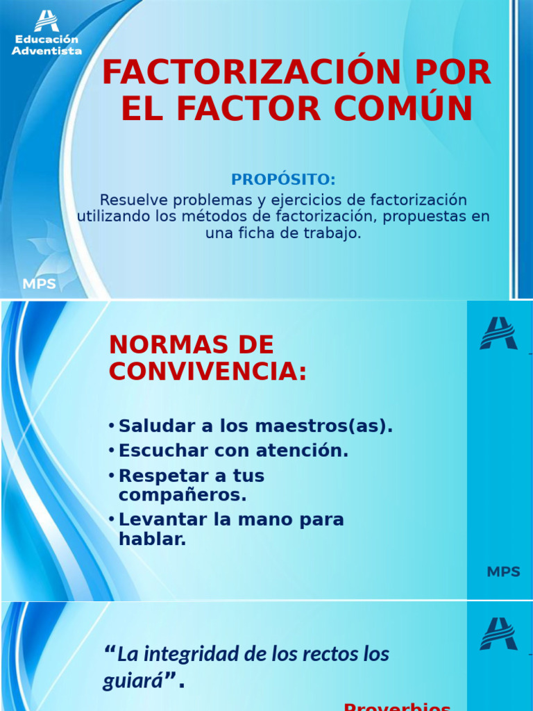 Factorización Por El Factor Común - 3RO SEC | PDF | Factorización | Álgebra