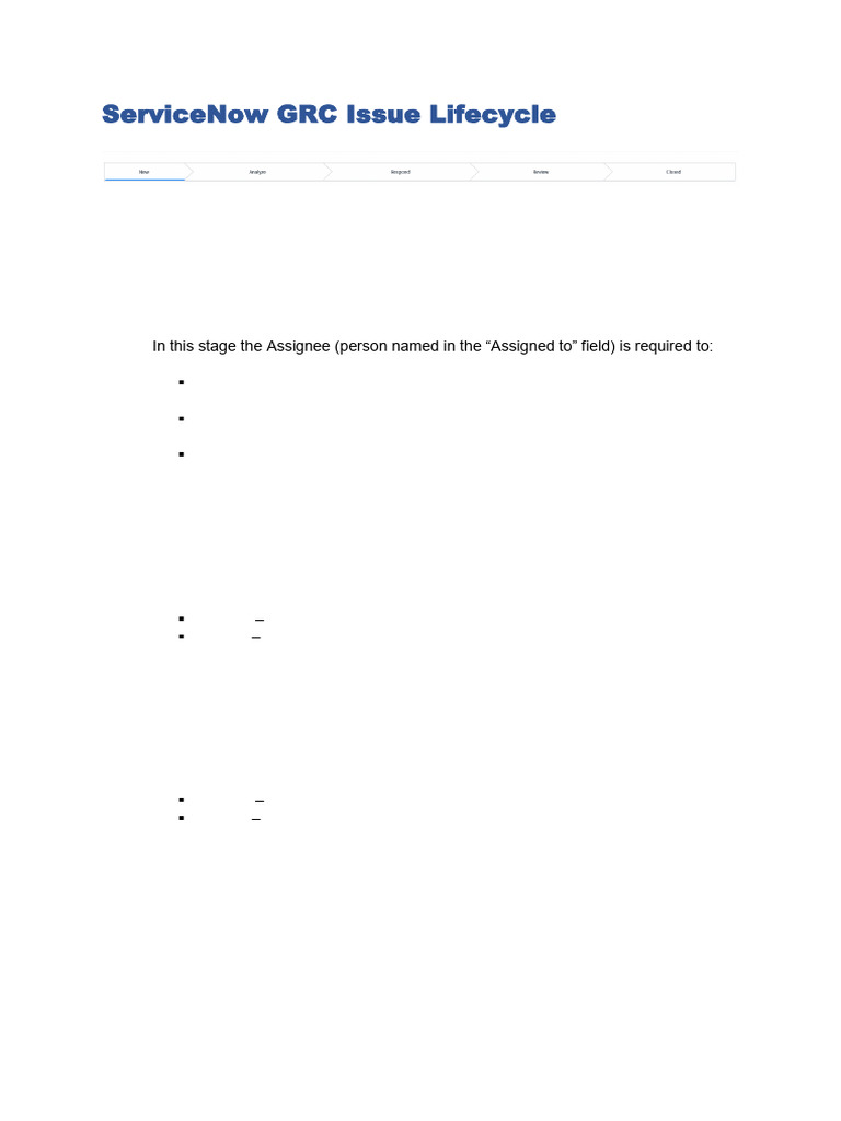 ServiceNow GRC Issue Lifecycle - 1 Pager V1.1 | PDF