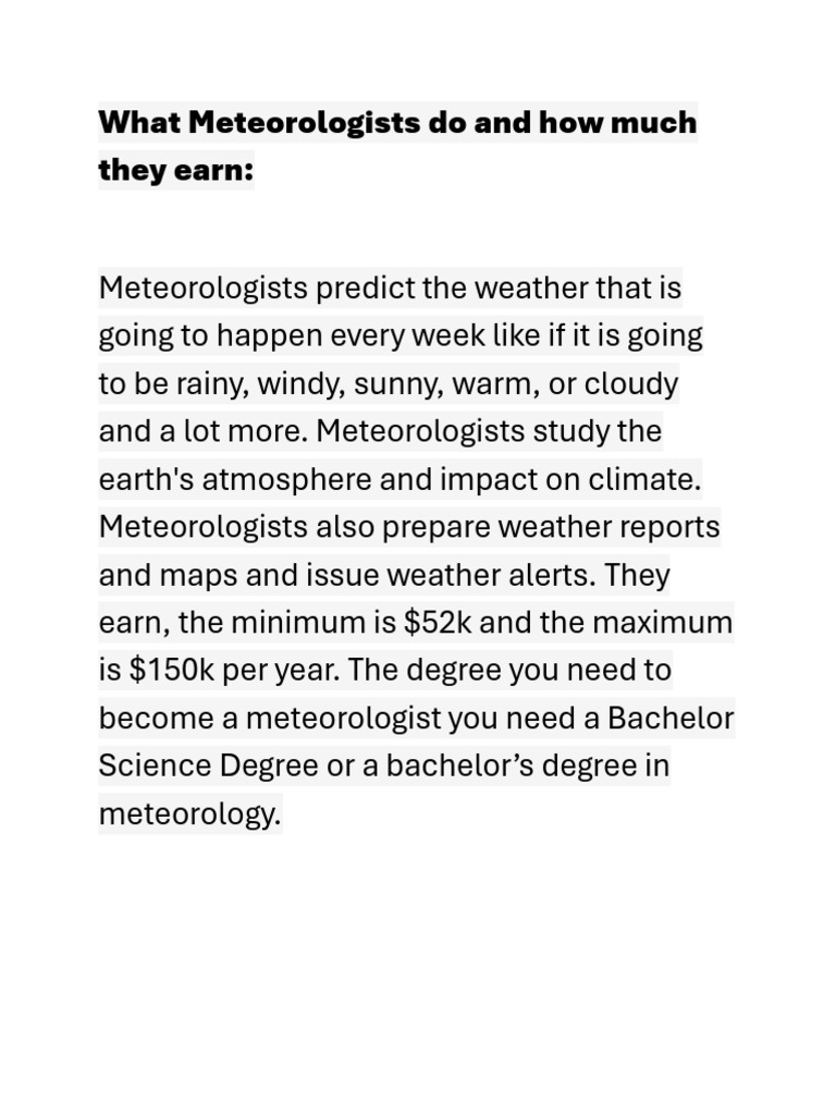 What Meteorologists Do and How Much They Earn | PDF