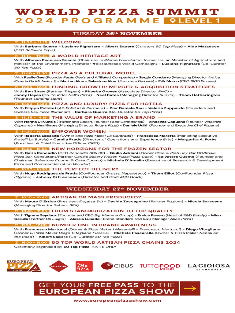 World Pizza Summit 2024 Agenda | PDF | Pizza