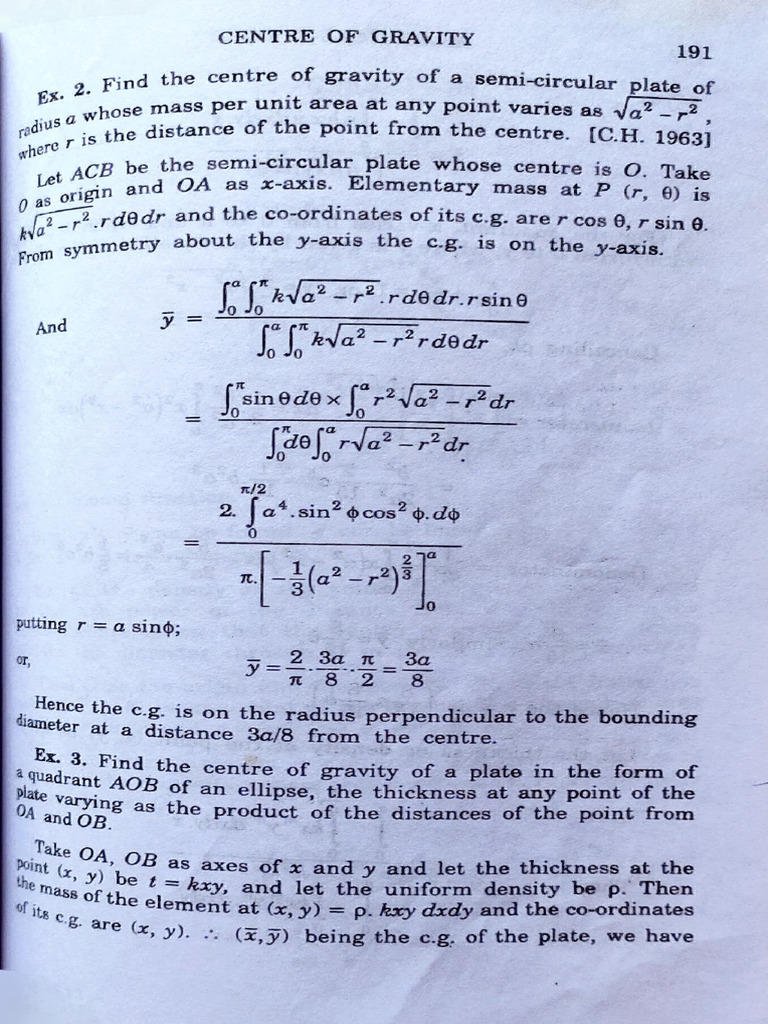 Centre of Gravity Problems | PDF | Sphere | Area