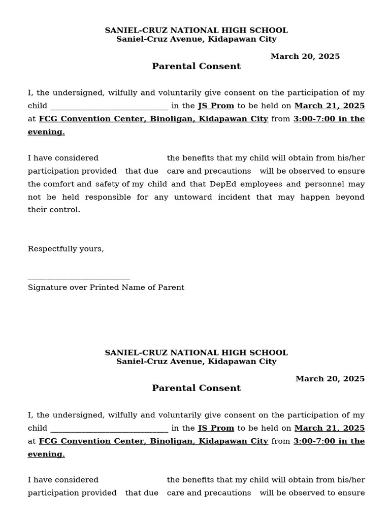 Parental Consent | PDF