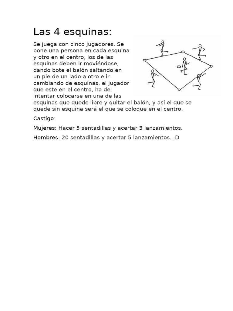 Juego de las 4 esquinas explicado | PDF