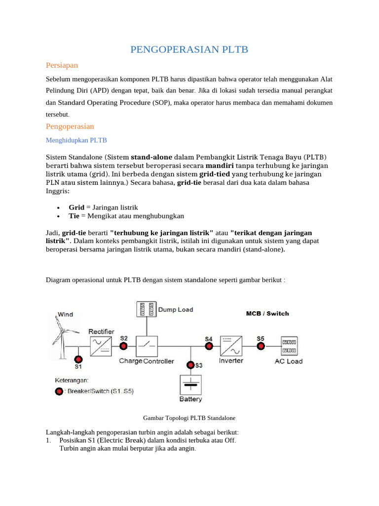 Penjelasan PENGOPERASIAN PLTB | PDF
