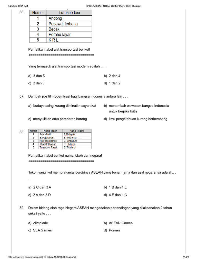 Ips Latihan Soal Olimpiade SD - 21 | PDF