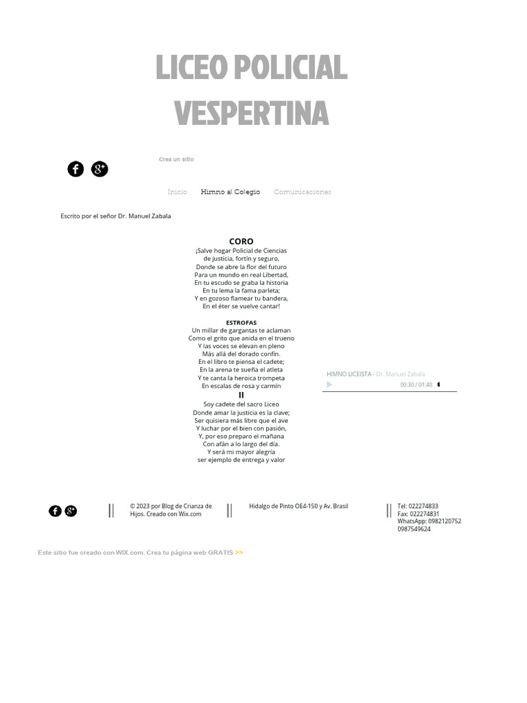 Himno Al Colegio LICEO POLICIAL | PDF