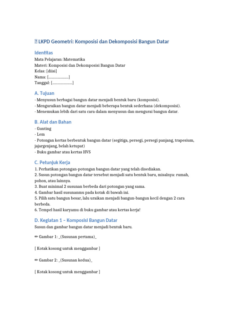 LKPD Geometri Komposisi Dekomposisi | PDF