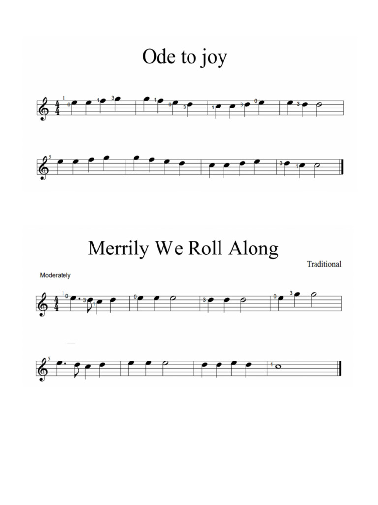 Classical Guitar - Ode To Joy + Merrily We Roll Along | PDF