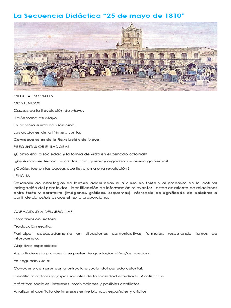 Secuencia - Semana de Mayo | PDF | Comprensión lectora