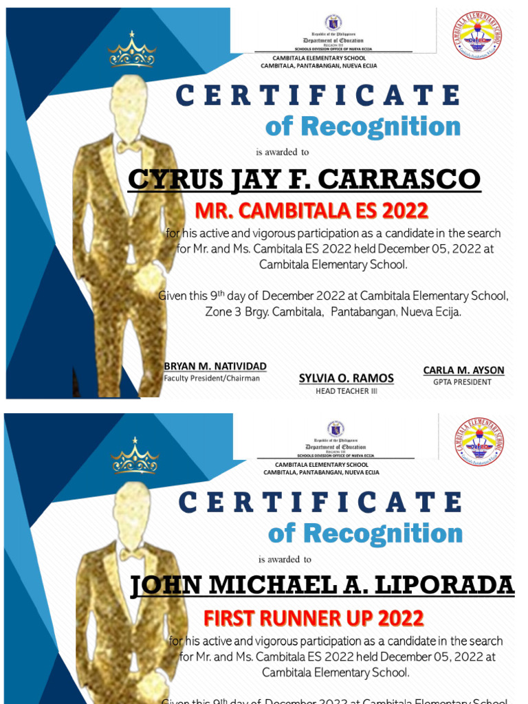 CERTIFICATE MR. CAMBITALA 2022 | PDF