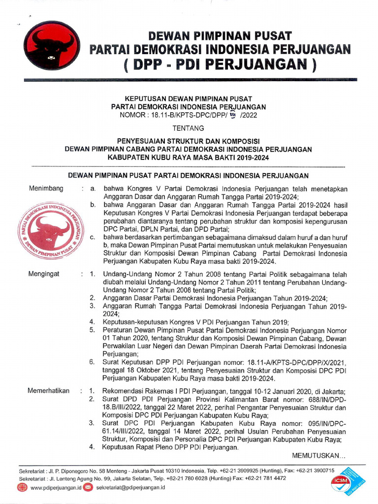 SK DPC Kab. Kubu Raya 2019-2024 - 0001 | PDF