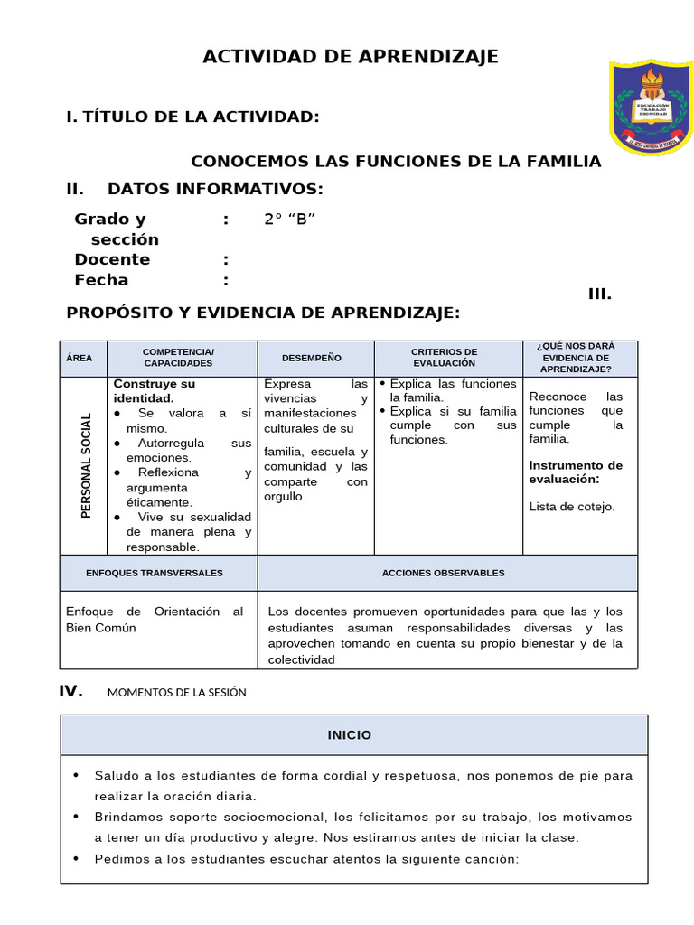 Funciones de la Familia en Educación | PDF | Evaluación | Aprendizaje