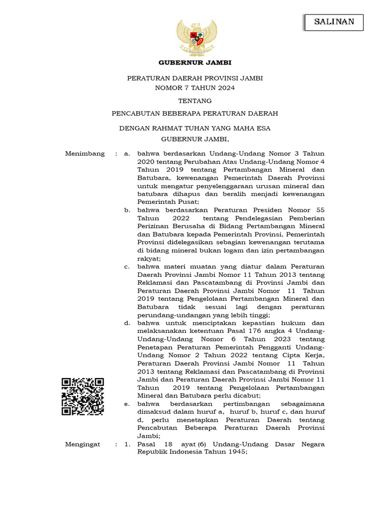Perda 7 Tahun 2024 | PDF