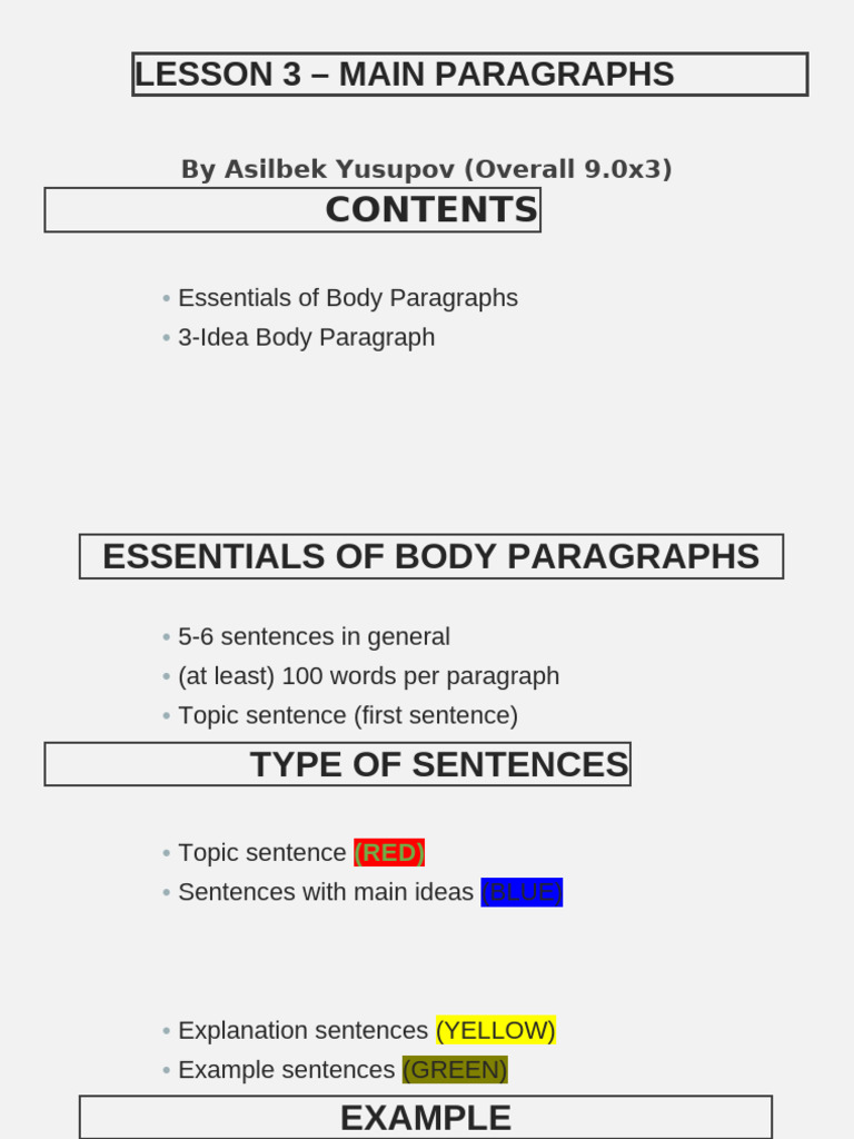 Essentials of Body Paragraphs Explained | PDF | Cost Of Living | News