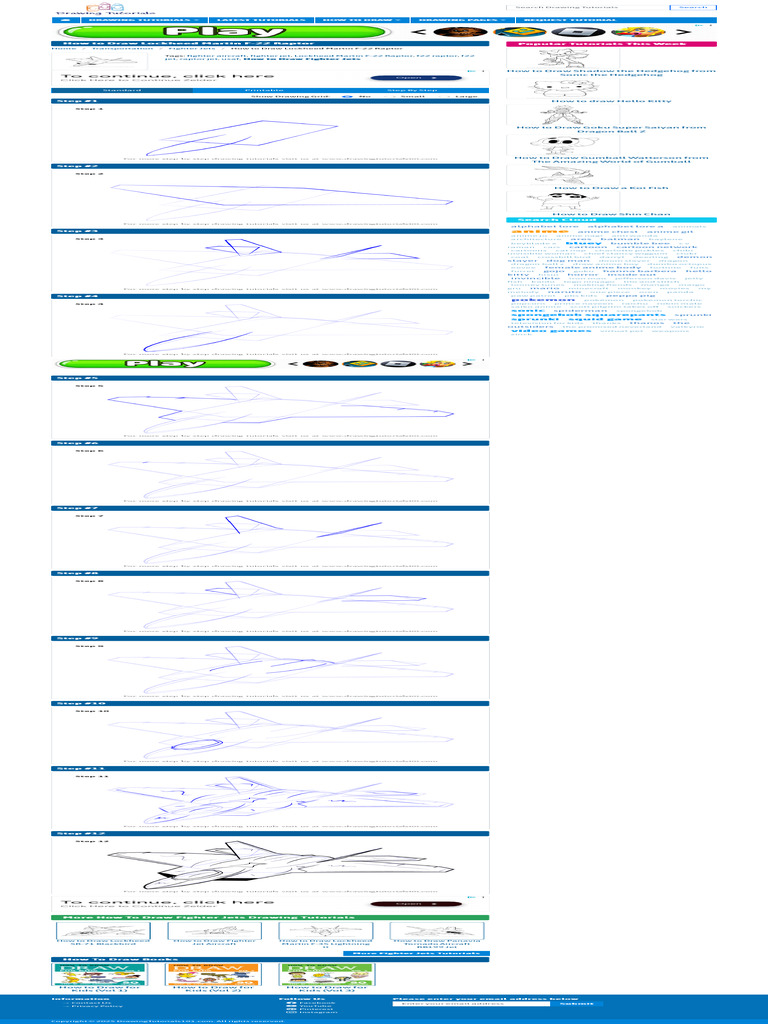 How To Draw Lockheed Martin F-22 Raptor (Fighter Jets) Step by Step | PDF