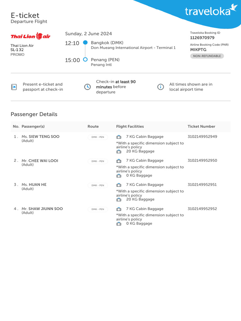 Siew Teng Soo-DMK-MIKPTG-PEN-FLIGHT_ORIGINATING | PDF