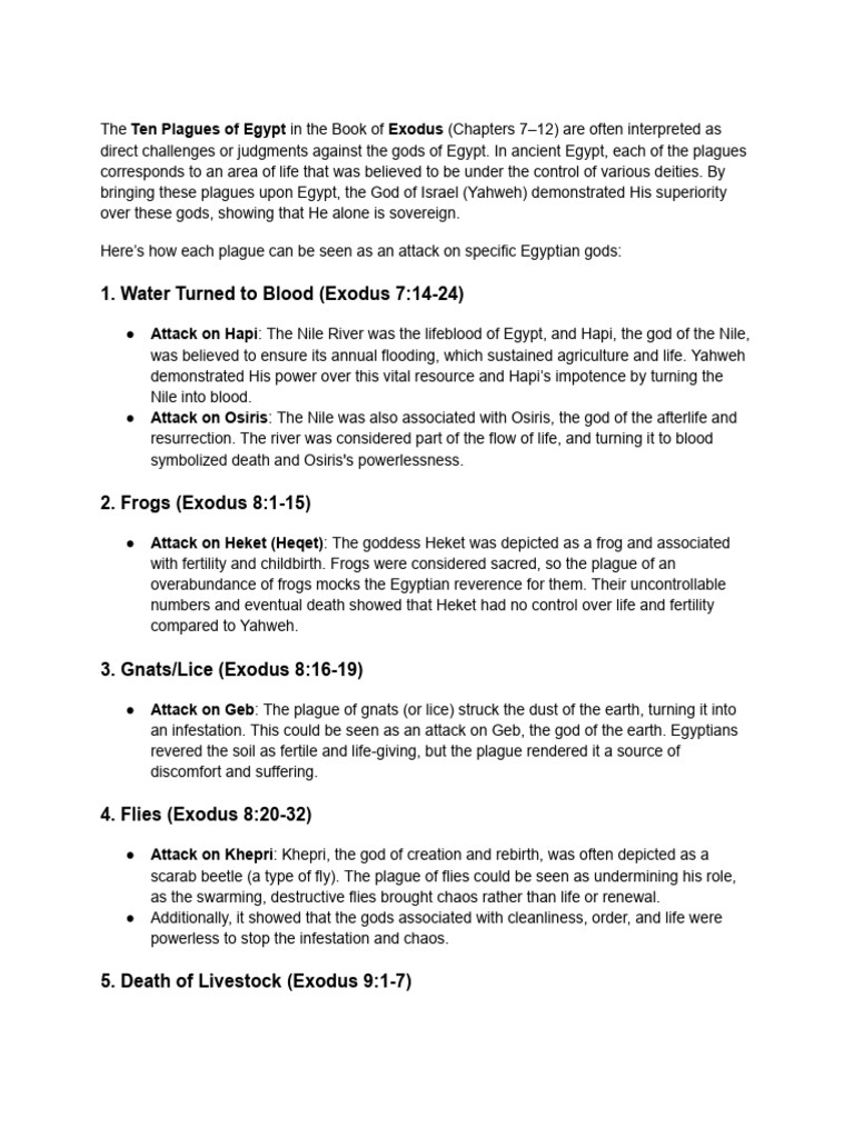 Ten Plagues: Judgments on Egyptian Gods | PDF | Osiris | Deities