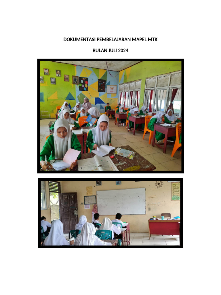 DOKUMENTASI PEMBELAJARAN MAPEL MTK BULAN JULI 2024 | PDF