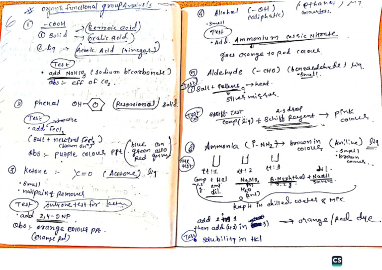 Organic Functional Group Analysis Chemistry Practical | PDF