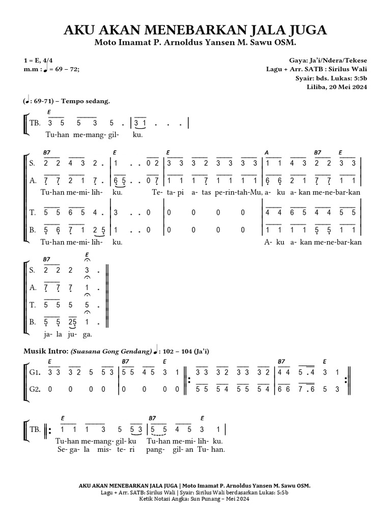 Aku Akan Menebarkan Jala - Sirilus Wali | PDF