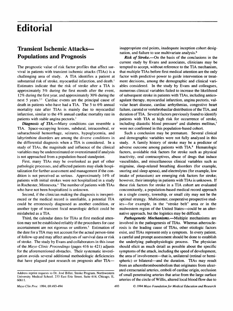 Transient Ischemic Attacks— Populations and | PDF | Stroke | Cardiovascular System