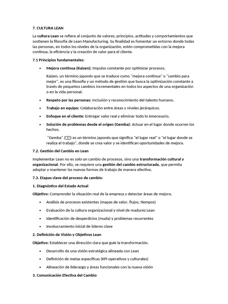 Cultura Lean: Principios y Beneficios | PDF | Lean Manufacturing ...