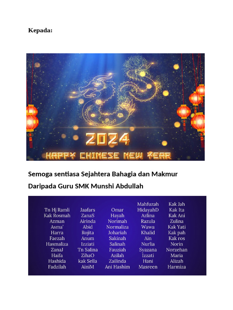 Kepada CNY | PDF