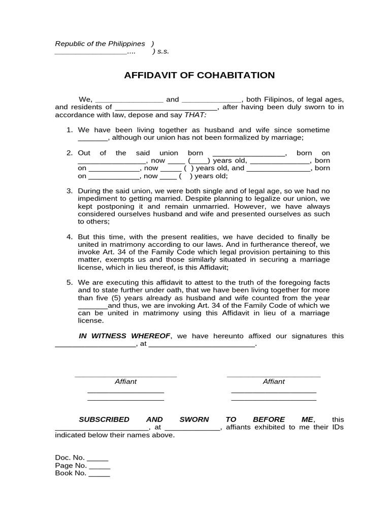 A Affidavit of Cohabitation | PDF