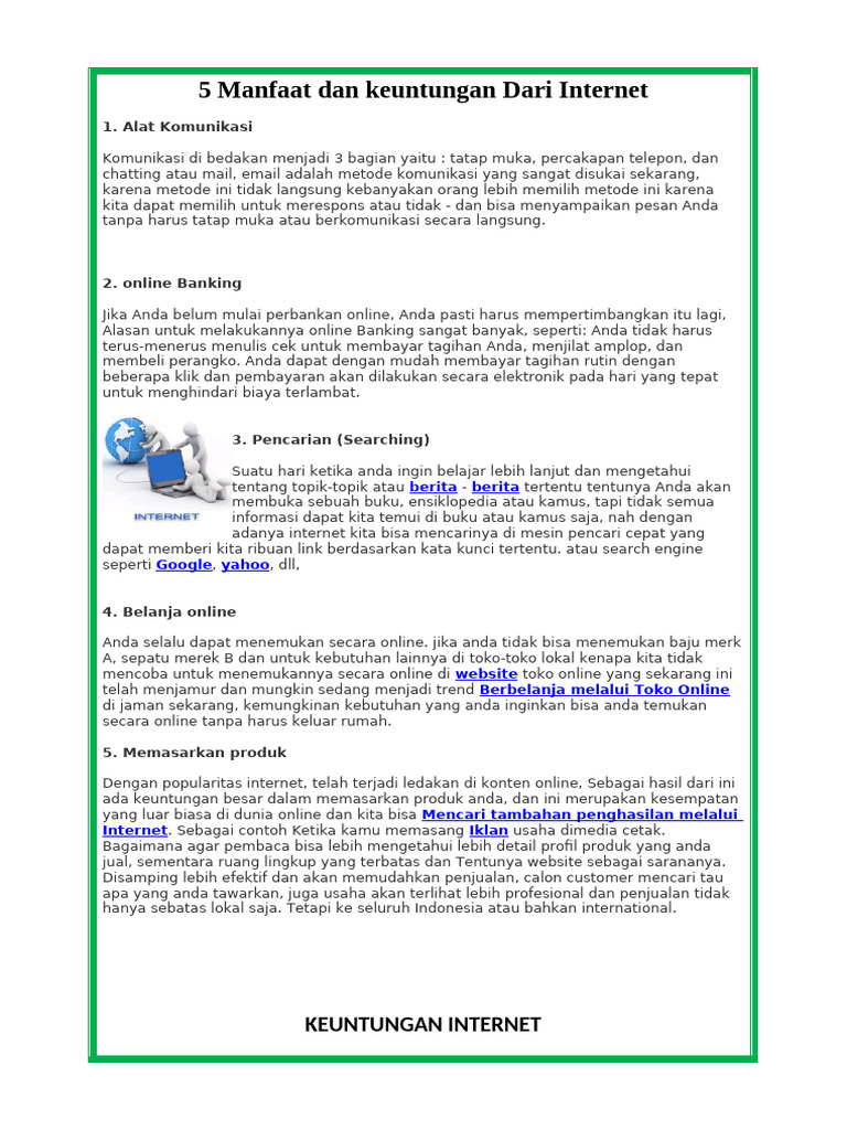 5 Manfaat Dan Keuntungan Dari Internet | PDF