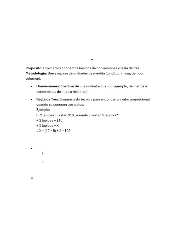 Clase sobre Conversiones y Regla de Tres | PDF