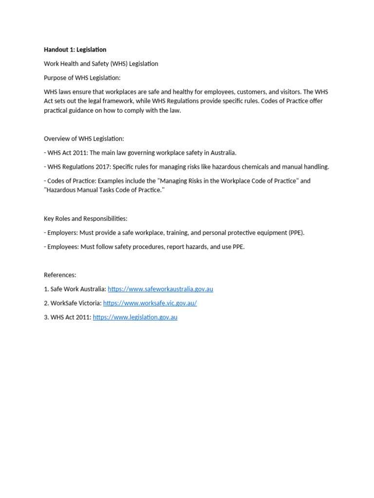 Overview of WHS Legislation 2017 | PDF
