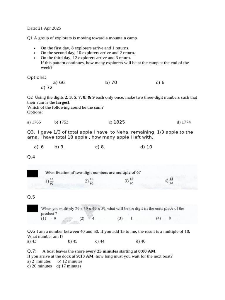 Explorers and Math Puzzles Quiz | PDF | Arithmetic