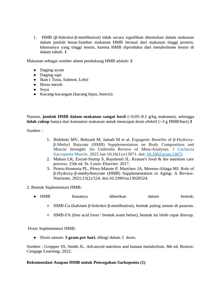 HMB Untuk Pencegahan Sarkopenia | PDF