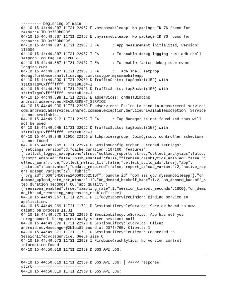 SSS Mobile App Debug Log Analysis | PDF | System Software | Software Engineering